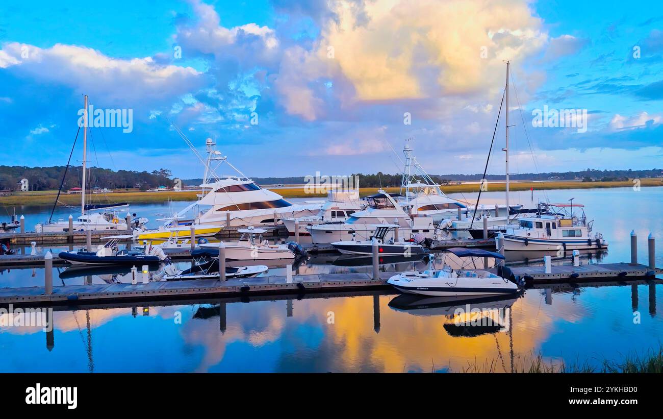 Isle of Hope Marina at Savannah Georgia - aerial view Stock Photo - Alamy