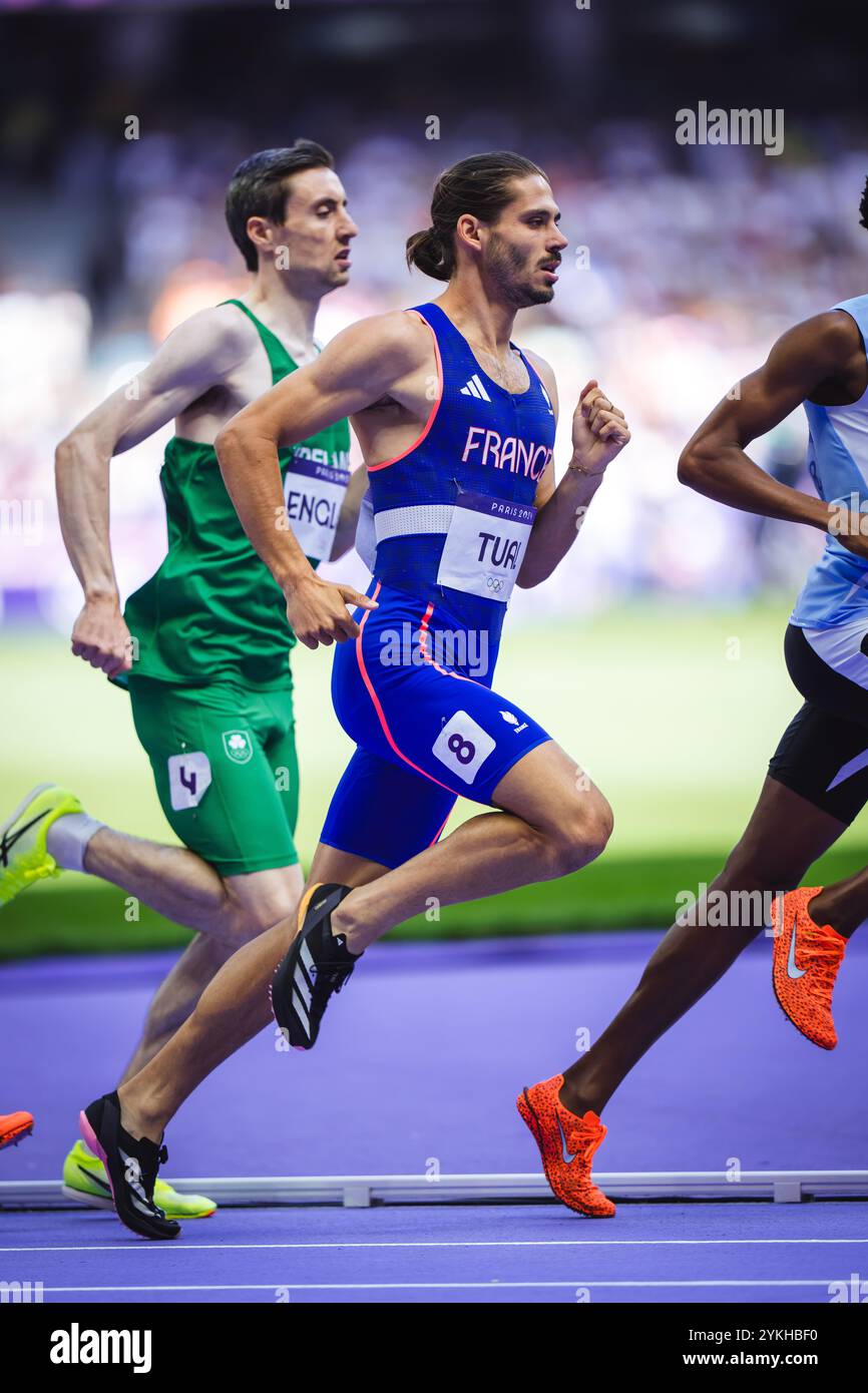 Gabriel Tual participating in the 800 meters at the Paris 2024 Olympic ...