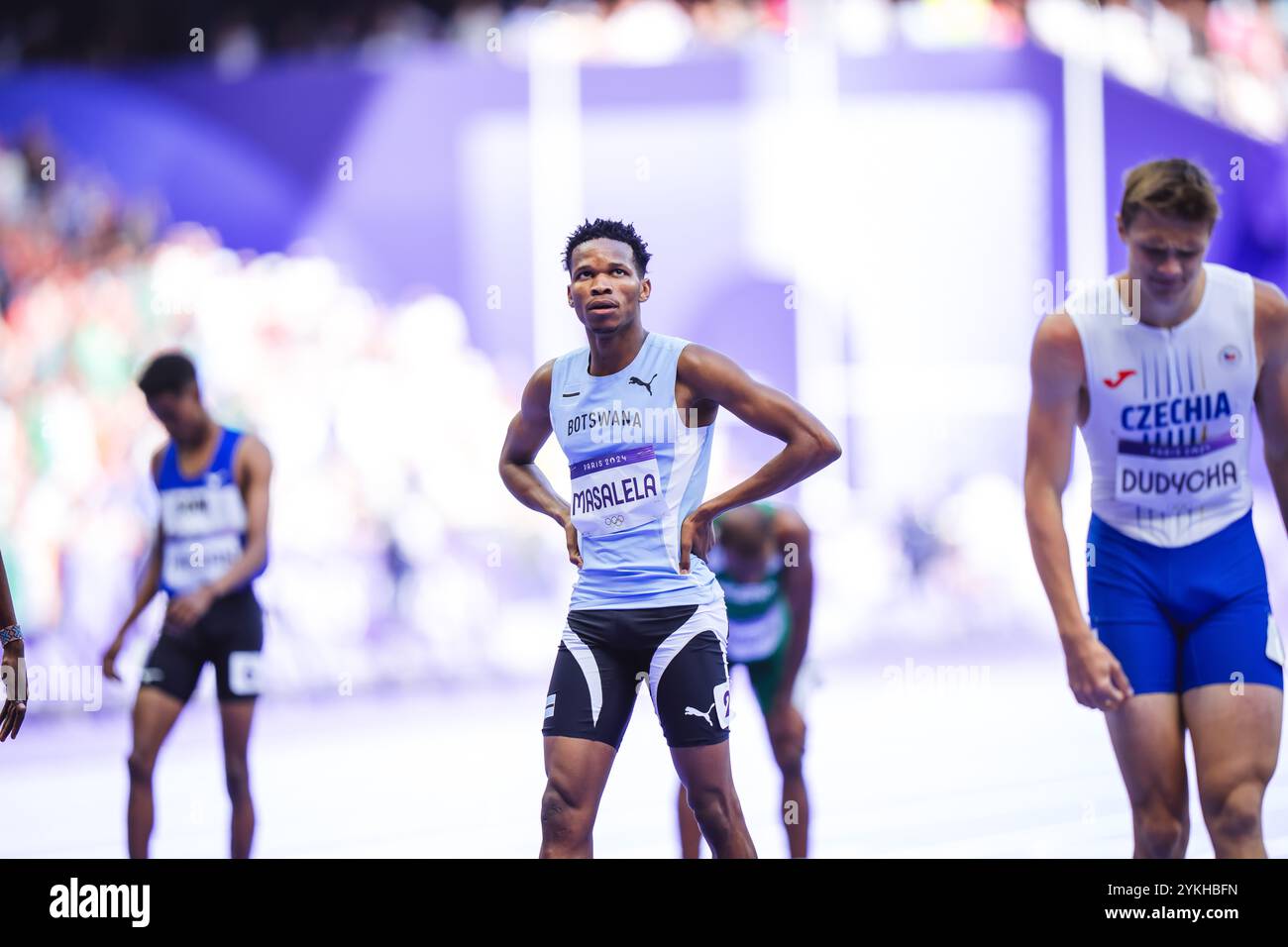 Tshepiso Masalela participating in the 800 meters at the Paris 2024 ...