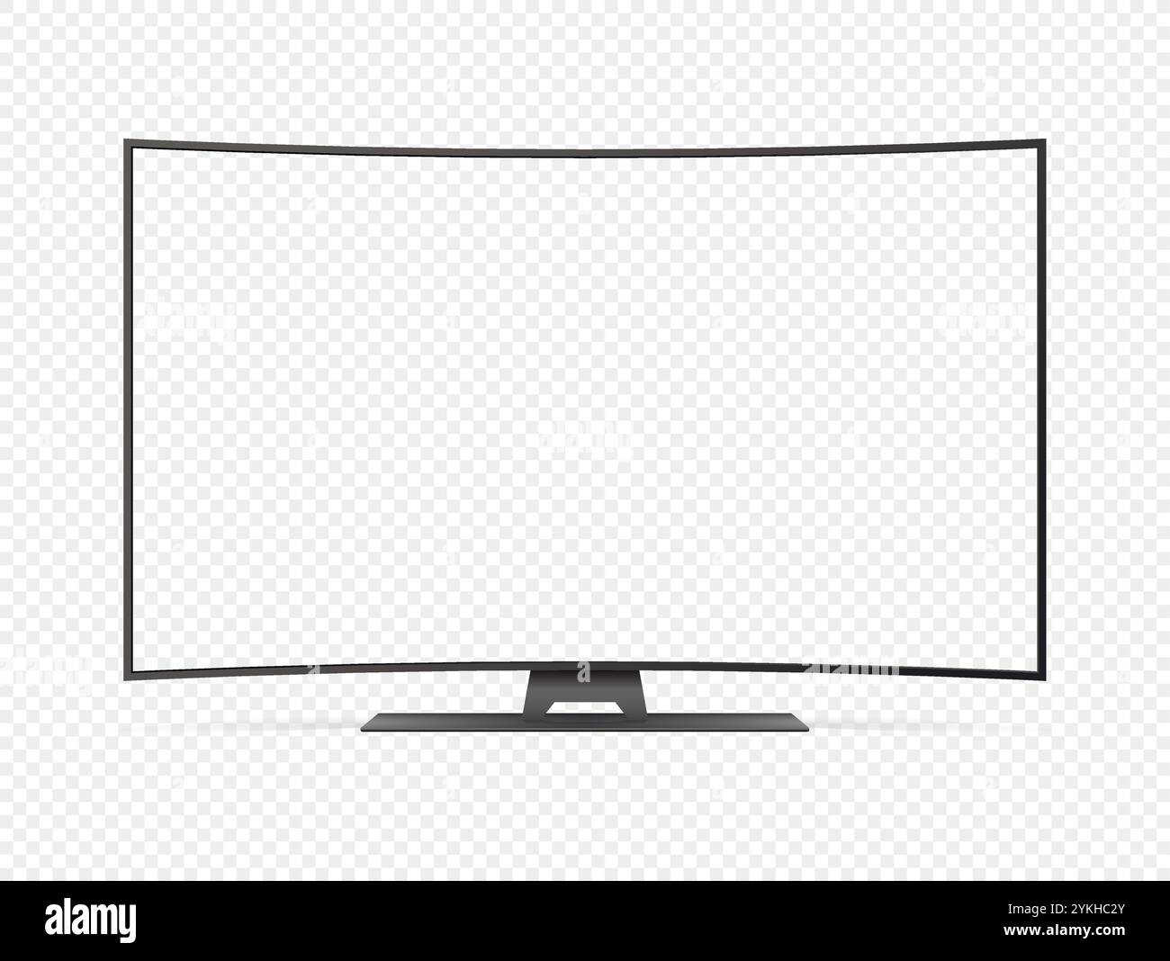 Curved TV transparent flat screen lcd or oled realistic mockup. Vector ...