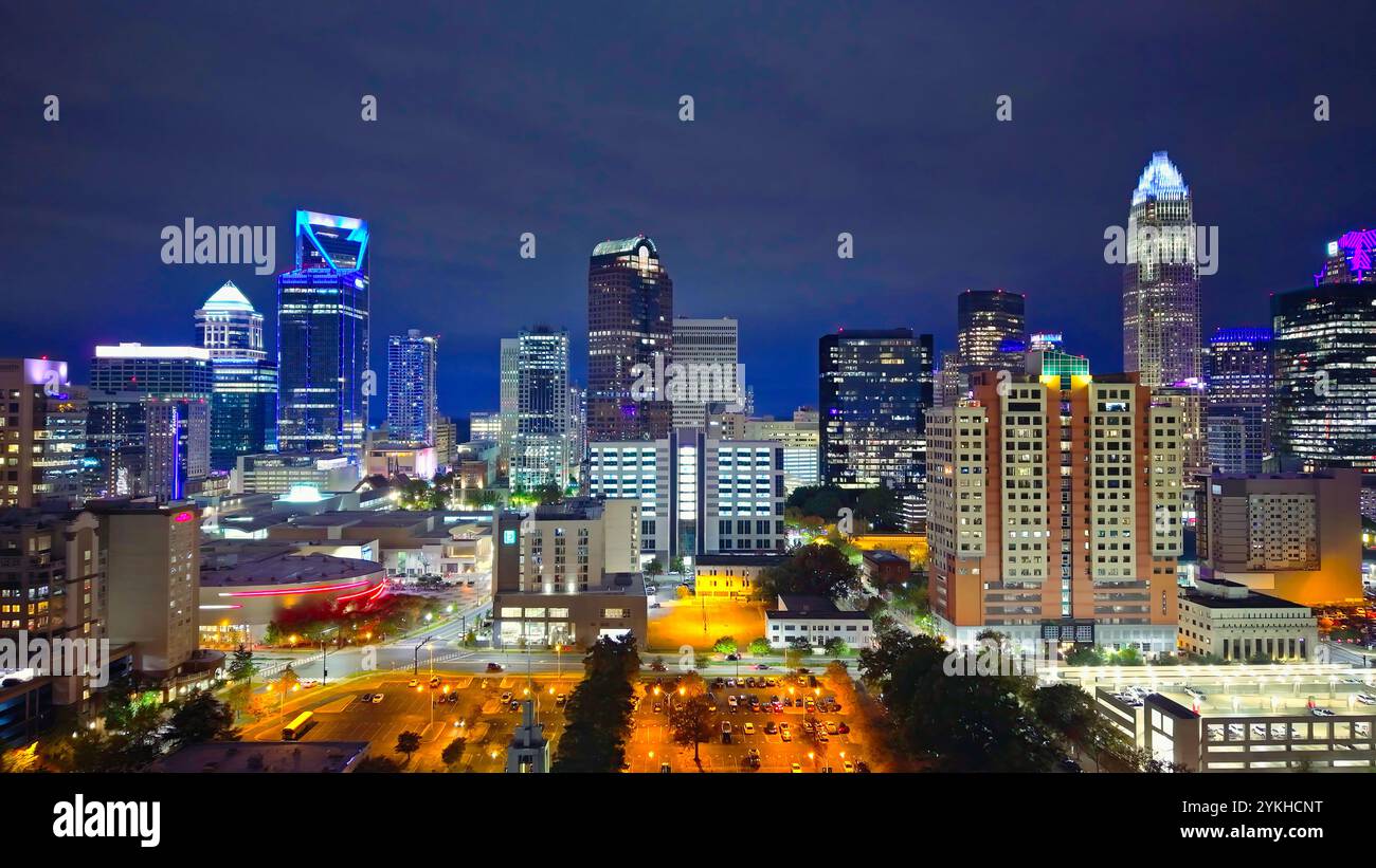 Charlotte North Carolina Downtown Skyline by night -CHARLOTTE, USA ...