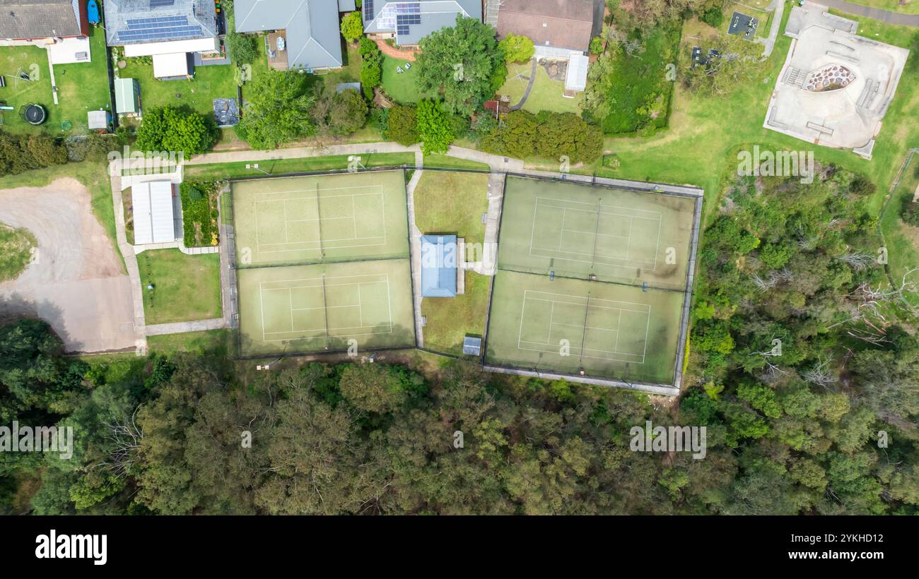 Drone aerial photograph of the tennis courts at the Winmalee and ...