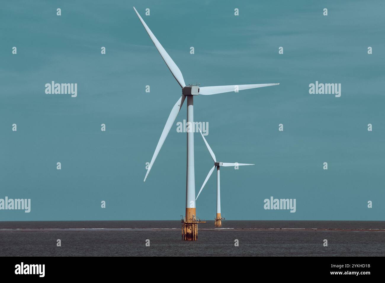 Offshore Wind Power. Wind turbine generator in the sea. Sustainable ...