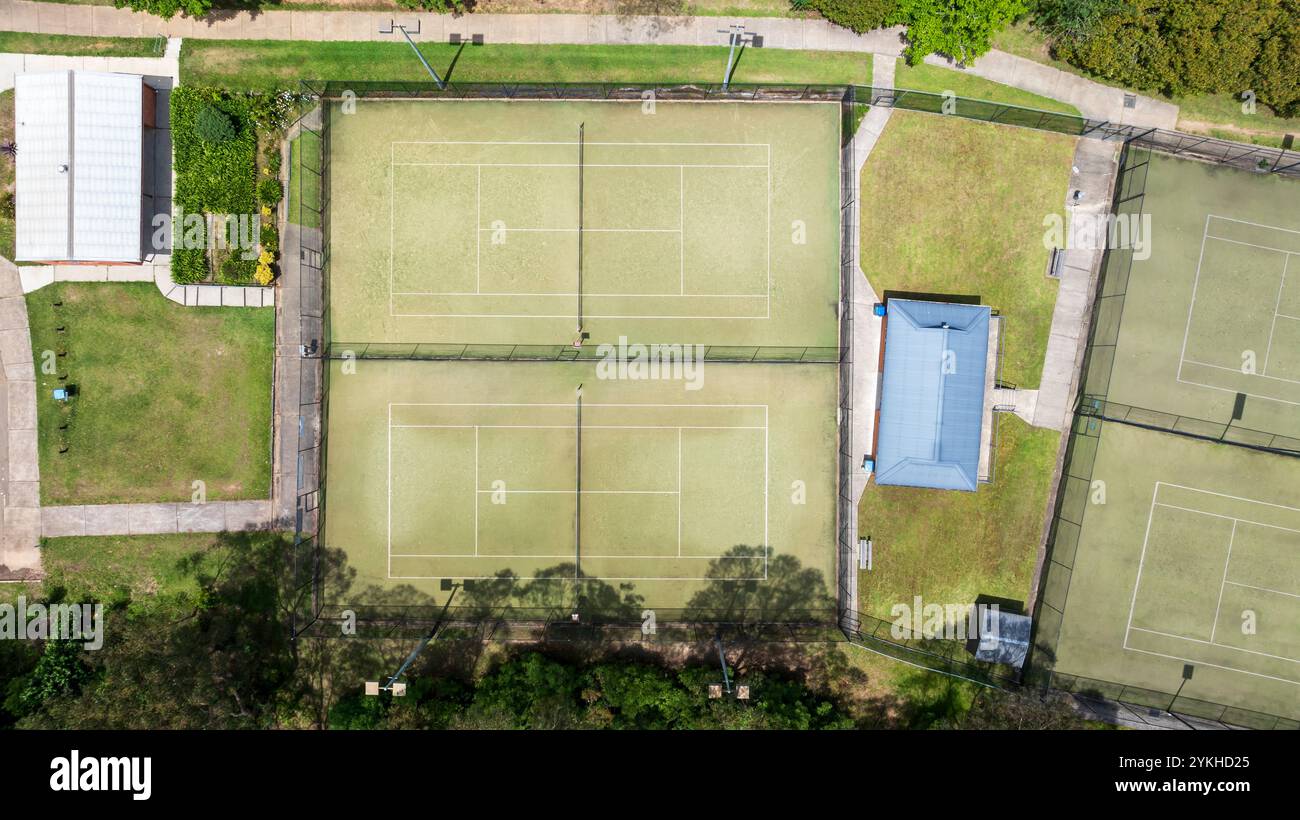 Drone aerial photograph of the tennis courts at the Winmalee and ...