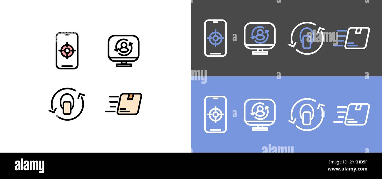 E commerce and online shop symbol set - modern target group,user ...