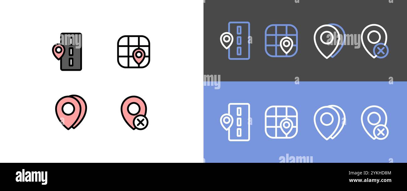 Navigation and location symbol set - GPS location icon symbols Stock ...