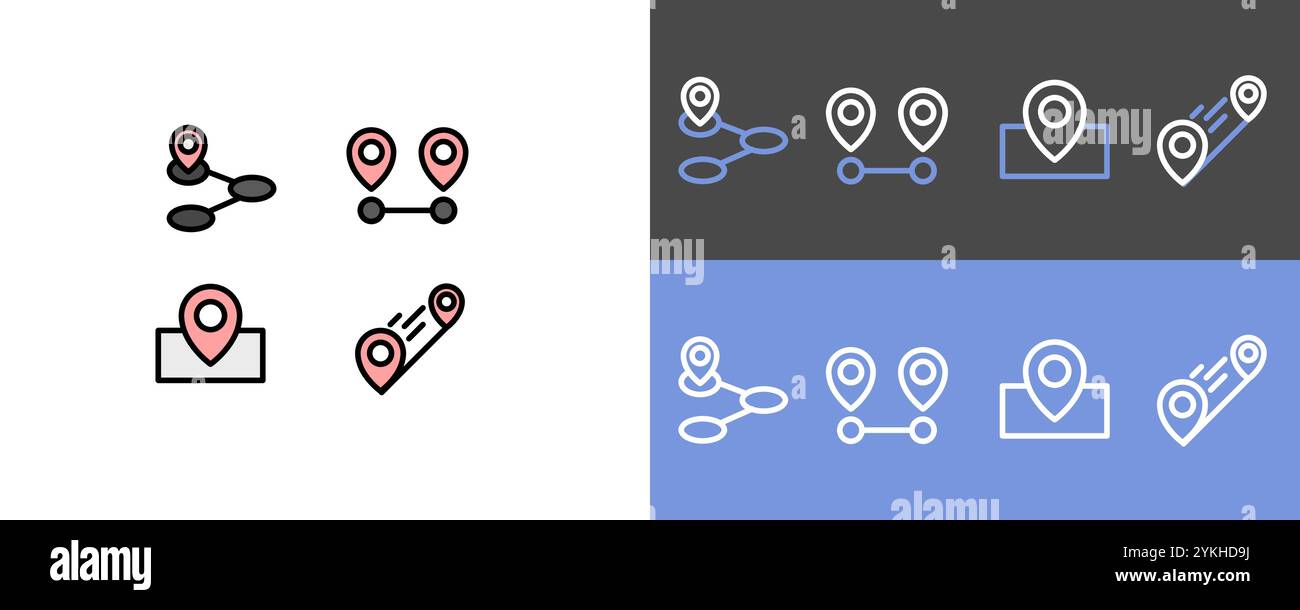 Navigation and location symbol set - GPS location icon symbols Stock ...