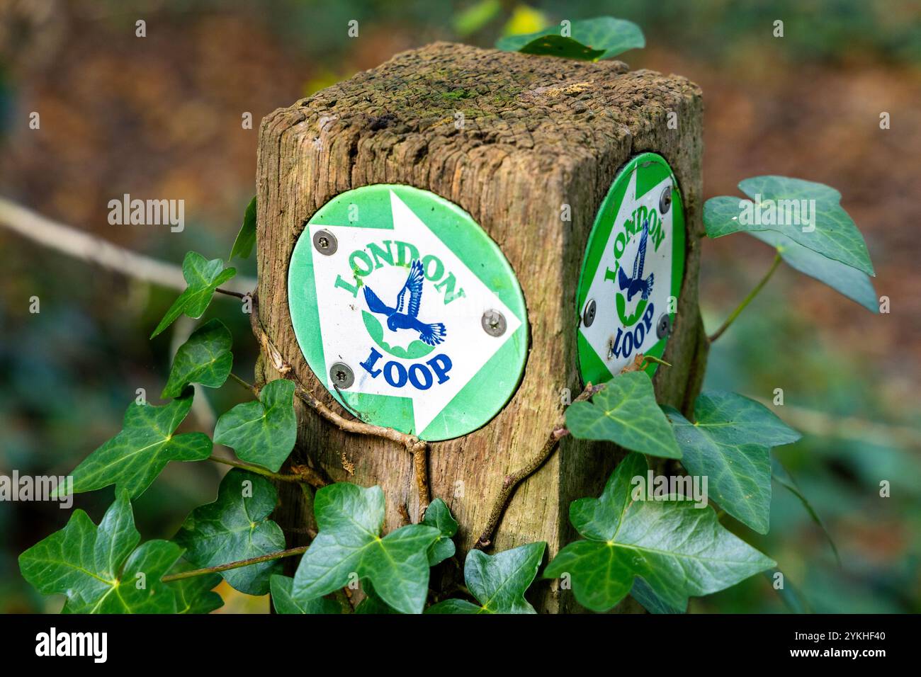 Sign for the London LOOP trail (London Outer Orbital Path), Hainault ...