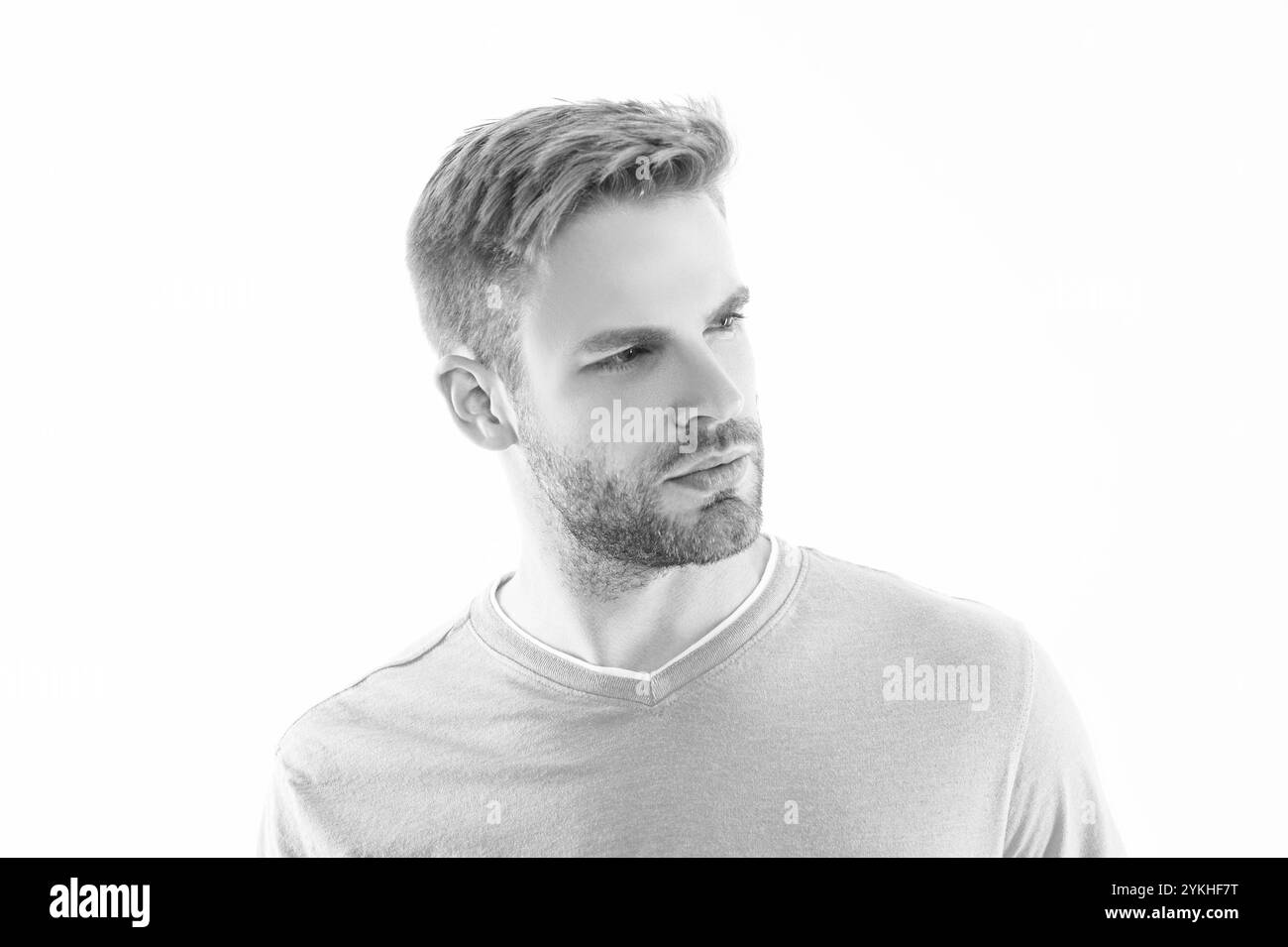 portrait of handsome unshaven man skincare. studio shot portrait of ...