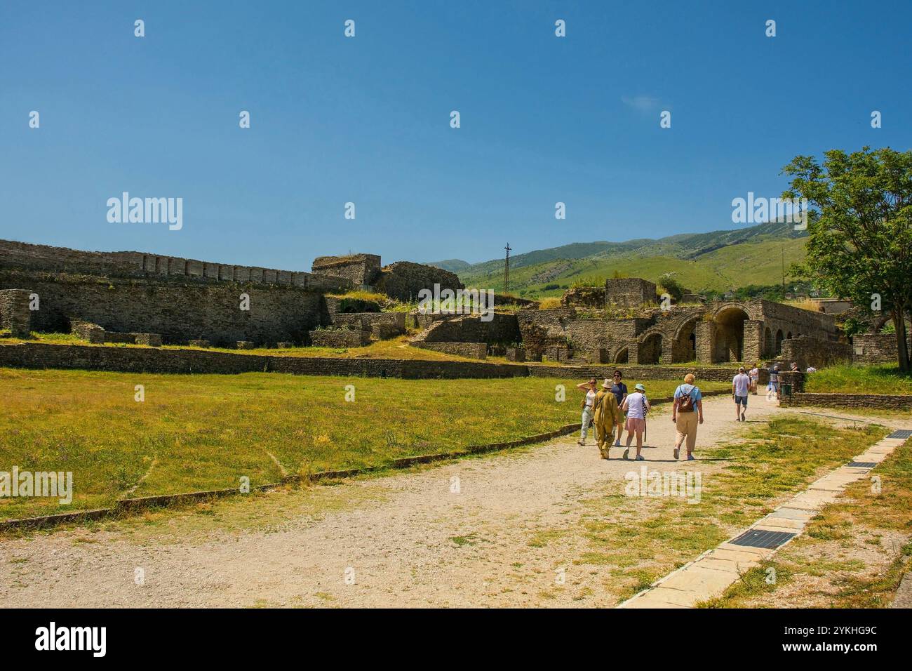 Gjirokaster, Albania - June 4th 2024. Visitors walk around the grounds ...