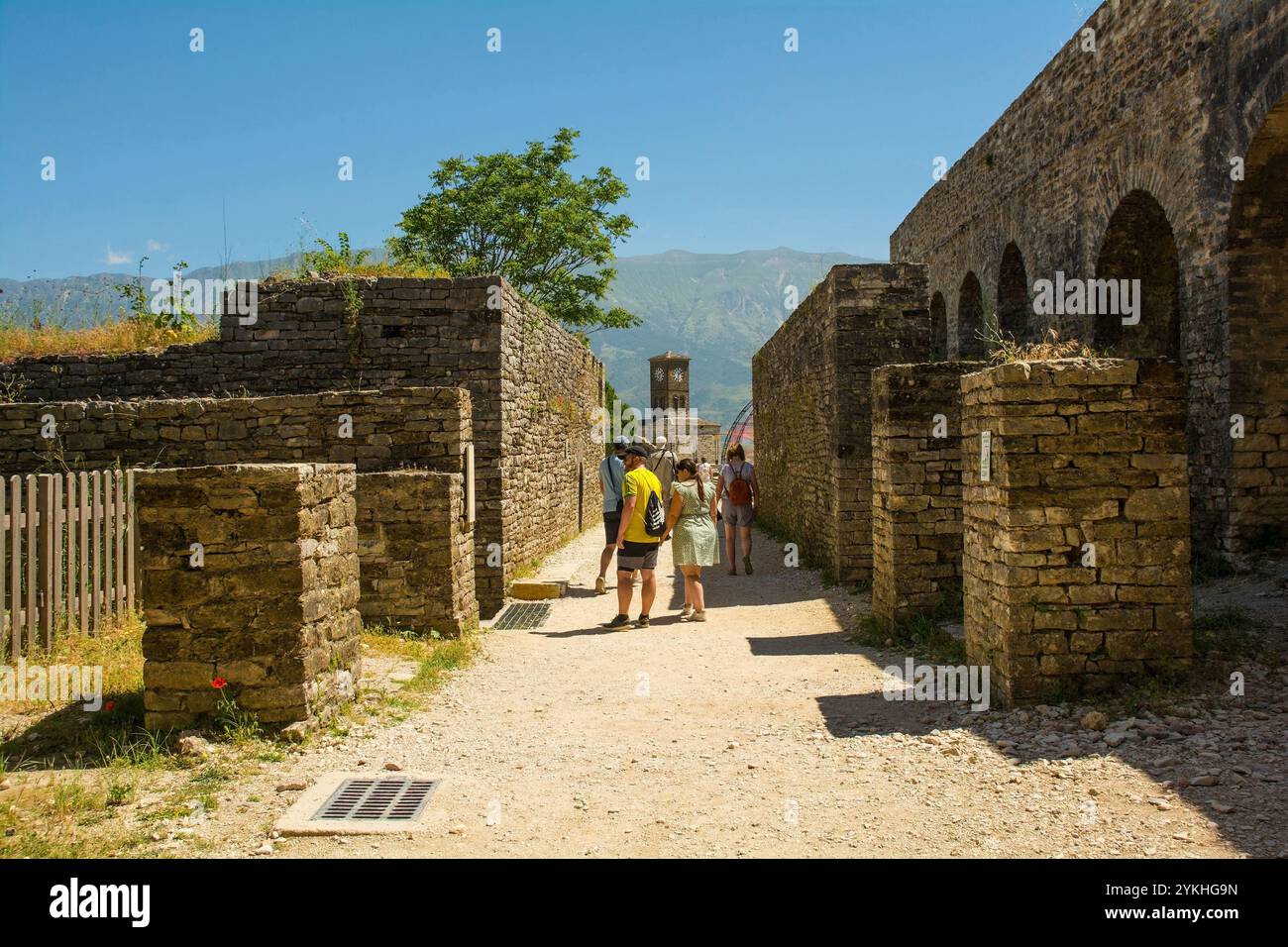 Gjirokaster, Albania - June 4th 2024. Visitors walk around the grounds ...