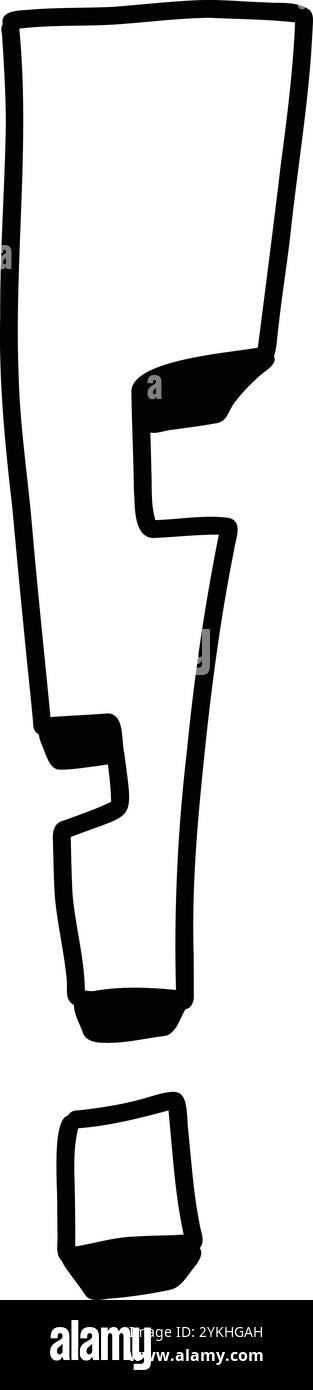 Doodle exclamation mark. Hand drawn punctuation marks and exclamatory ...