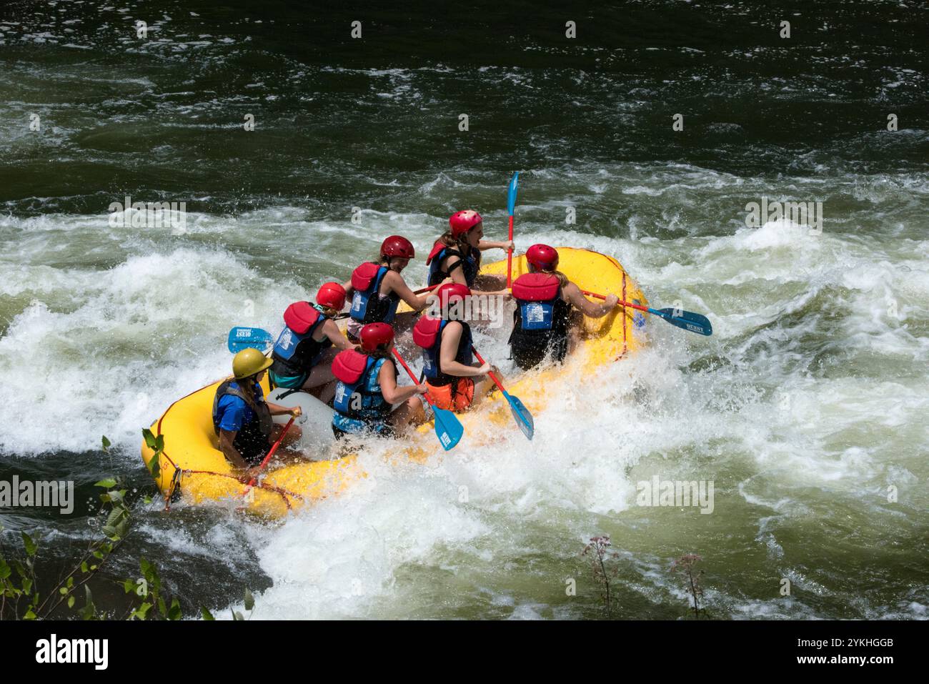 Patrons partake in whitewater rafting on the rapids of the Ocoee river ...