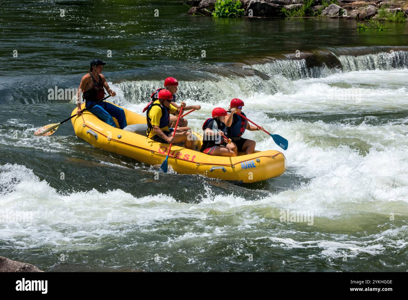 Patrons partake in whitewater rafting on the rapids of the Ocoee river ...