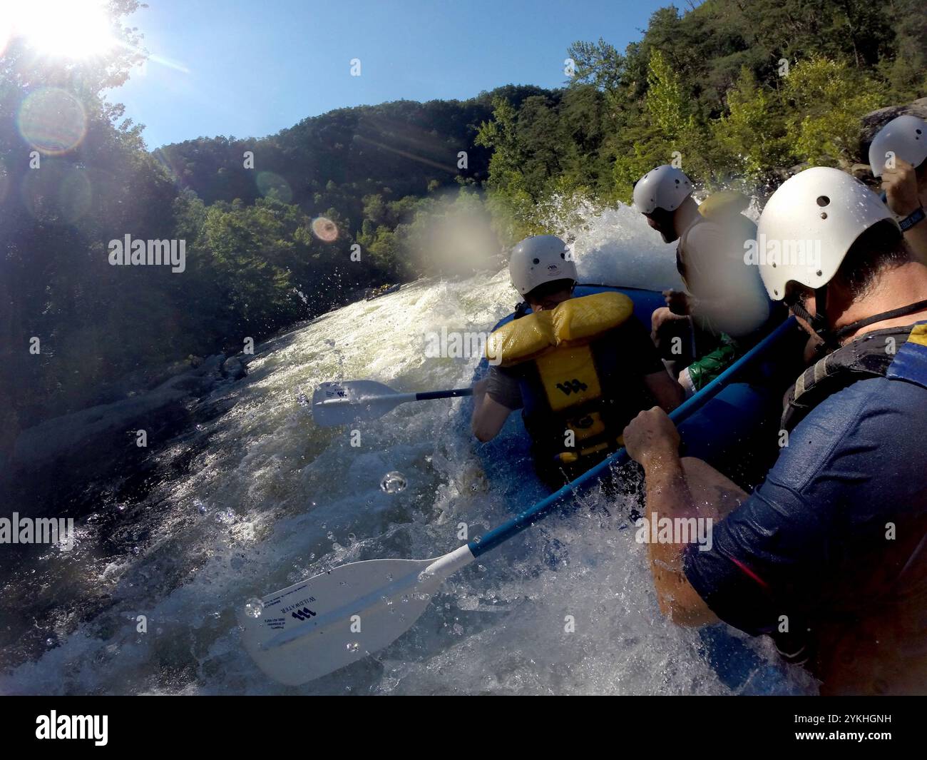 Patrons hit the rapids while whitewater rafting through the Ocoee River ...