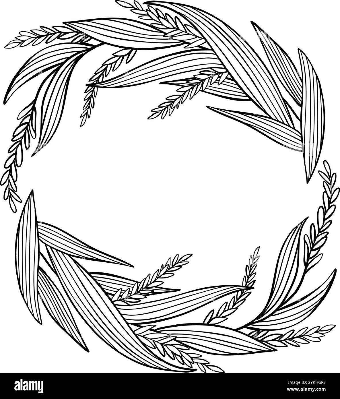 Floral borders and dividers. Elegant decorative green plants frames and ...