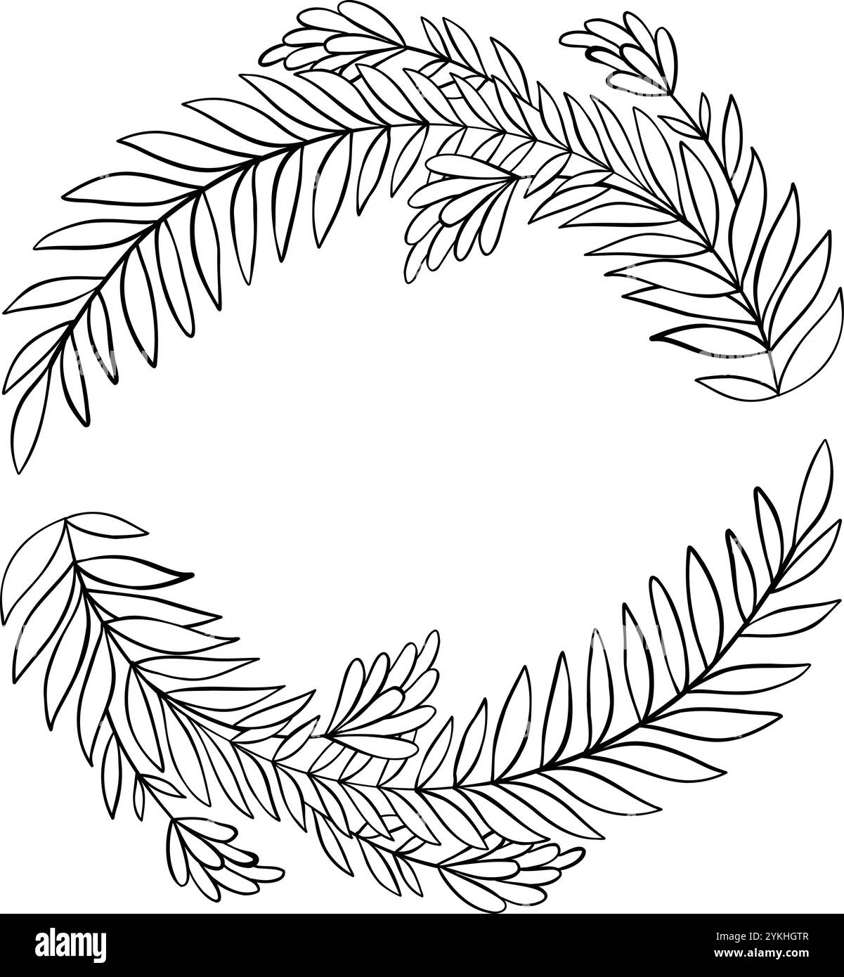 Floral borders and dividers. Elegant decorative green plants frames and ...