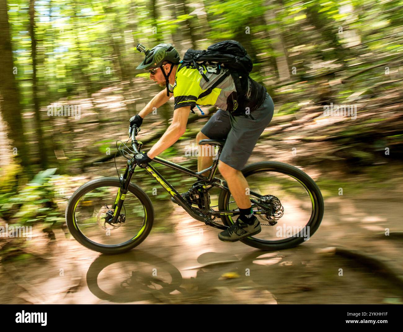 Aron Smith mountain bikes through the Pisgah National Forest, NC ...