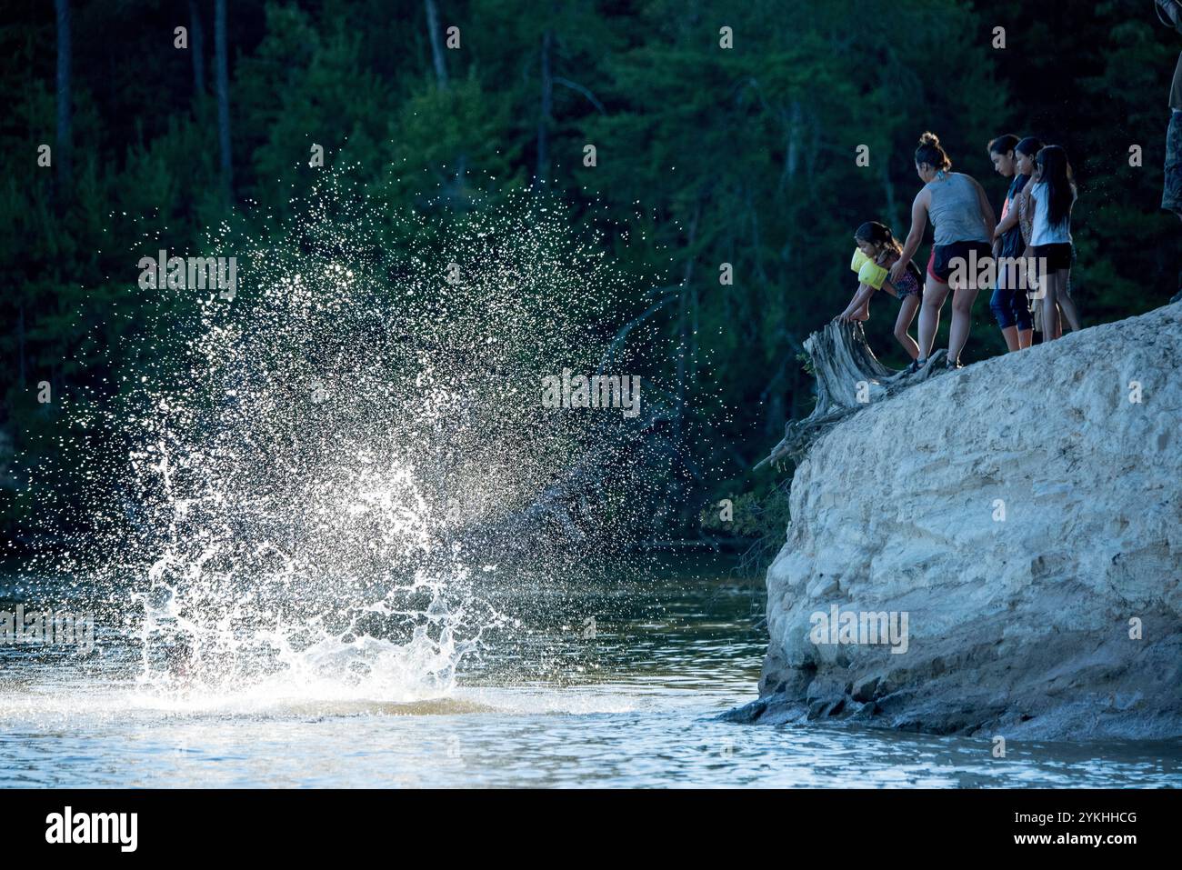 Kids jump into Oconee River at Mac Point in the Cherokee National Forest, TN Stock Photo - Alamy