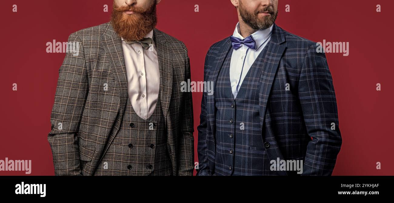 studio shot of cropped men wearing bowtie and tux. elegant men in ...