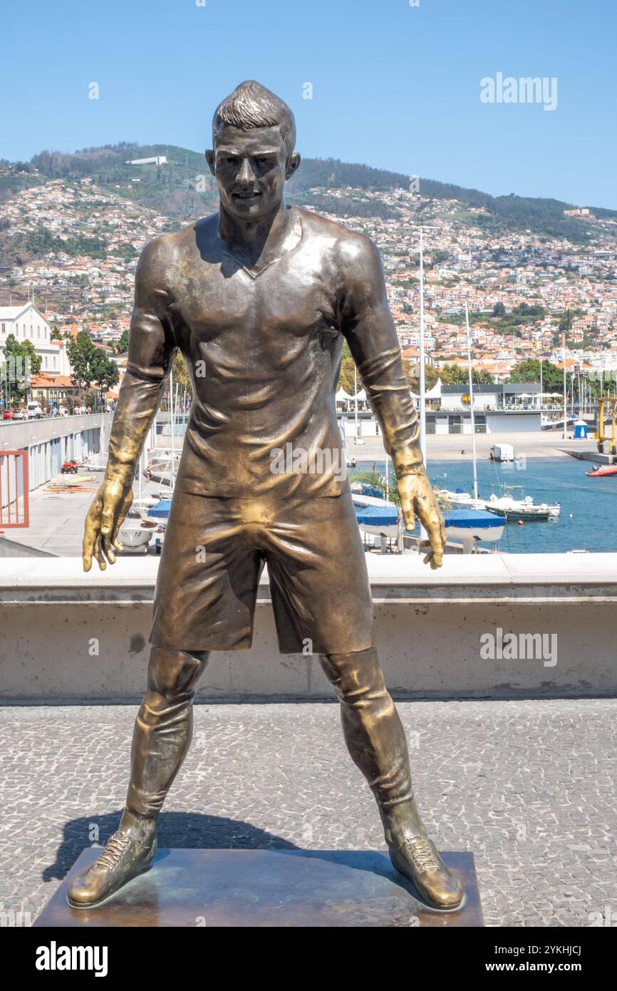 Cristiano Ronaldo immortalized in bronze statue outside his personal museum at Funchal, Madeira ...