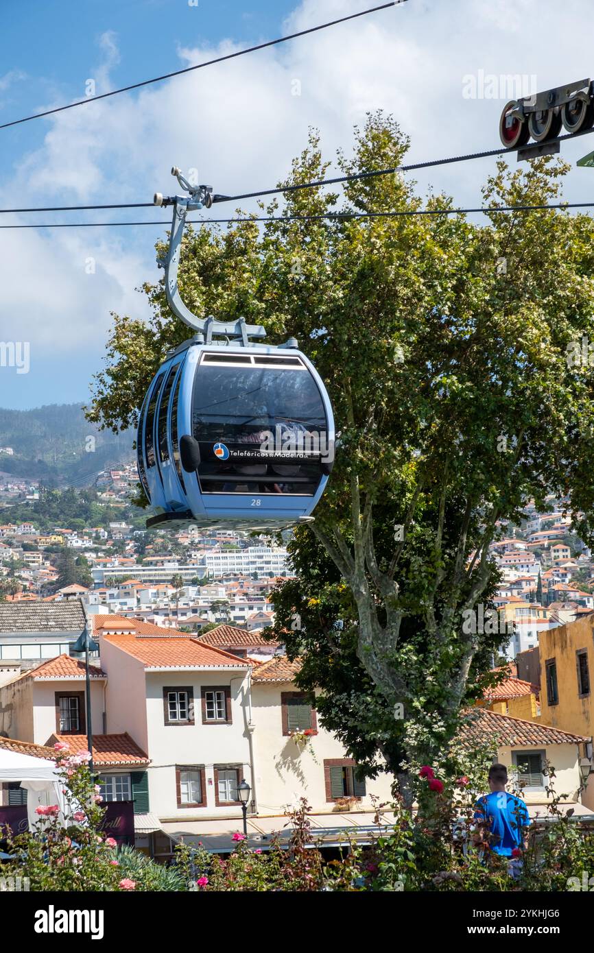 Active cable car in Funchal Madeira Stock Photo - Alamy