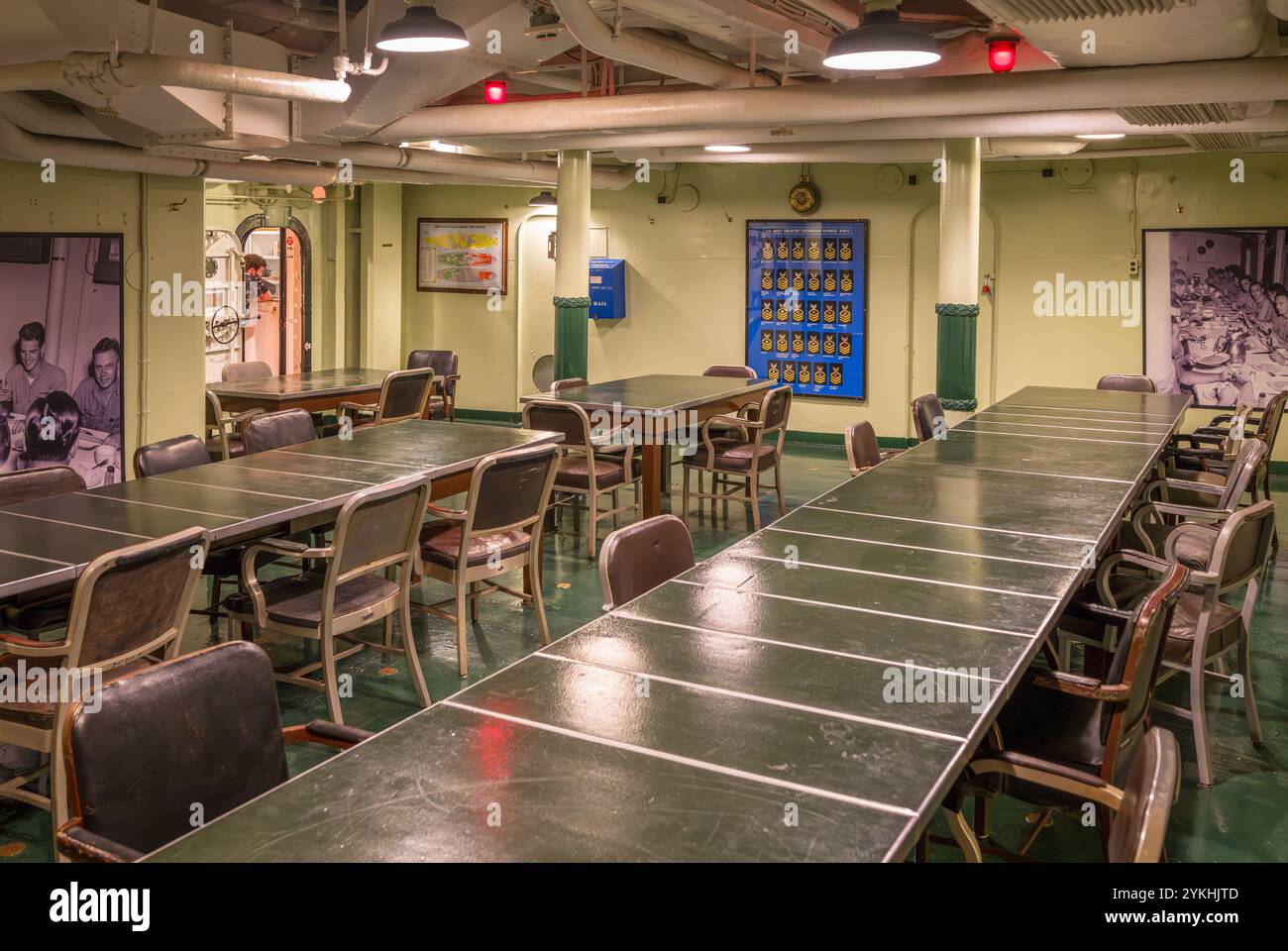 Interior of the Chief Petty Officers' mess on board the USS Alabama ...