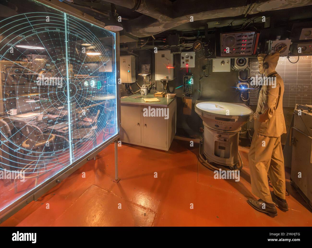 Interior of the Combat Information Center on board the USS Alabama, USS ...