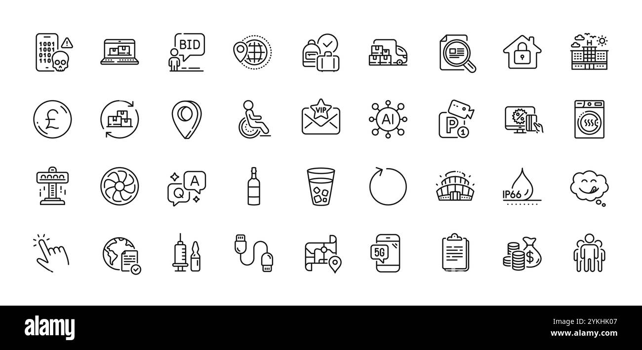 Group, Arena stadium and Medical vaccination line icons pack. For web ...