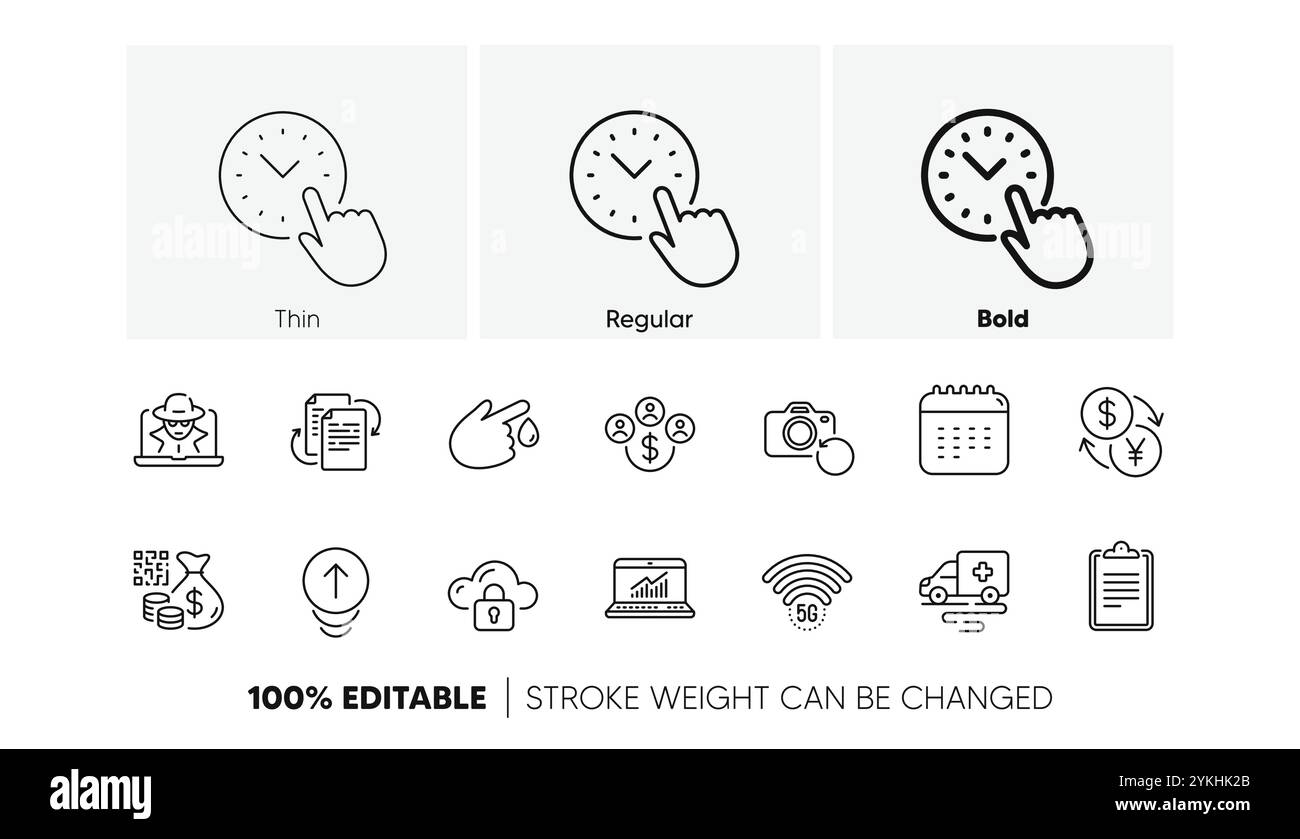 Swipe Up Bureaucracy And Qr Code Line Icons For Web App Printing