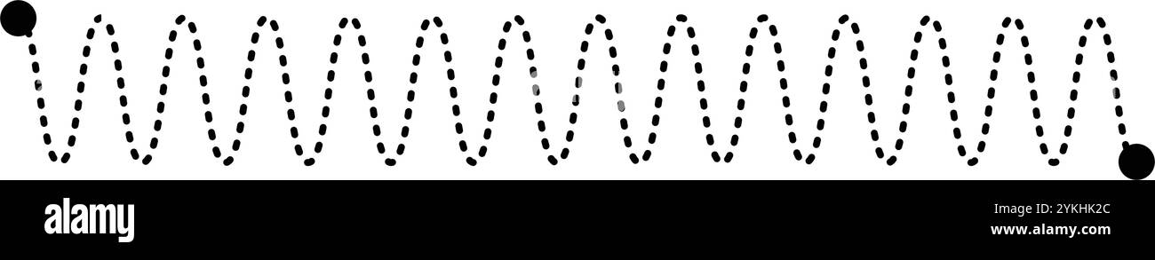 Tracing line worksheet element for kids, dotted wave line for writing ...