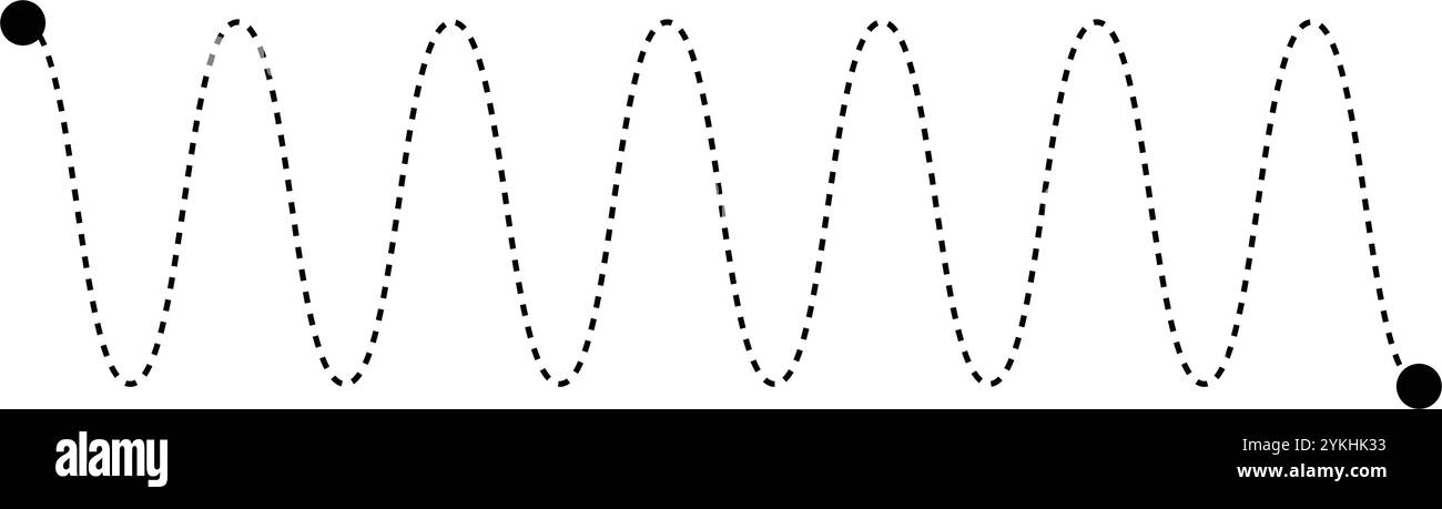Tracing line worksheet element for kids, dotted wave line for writing ...