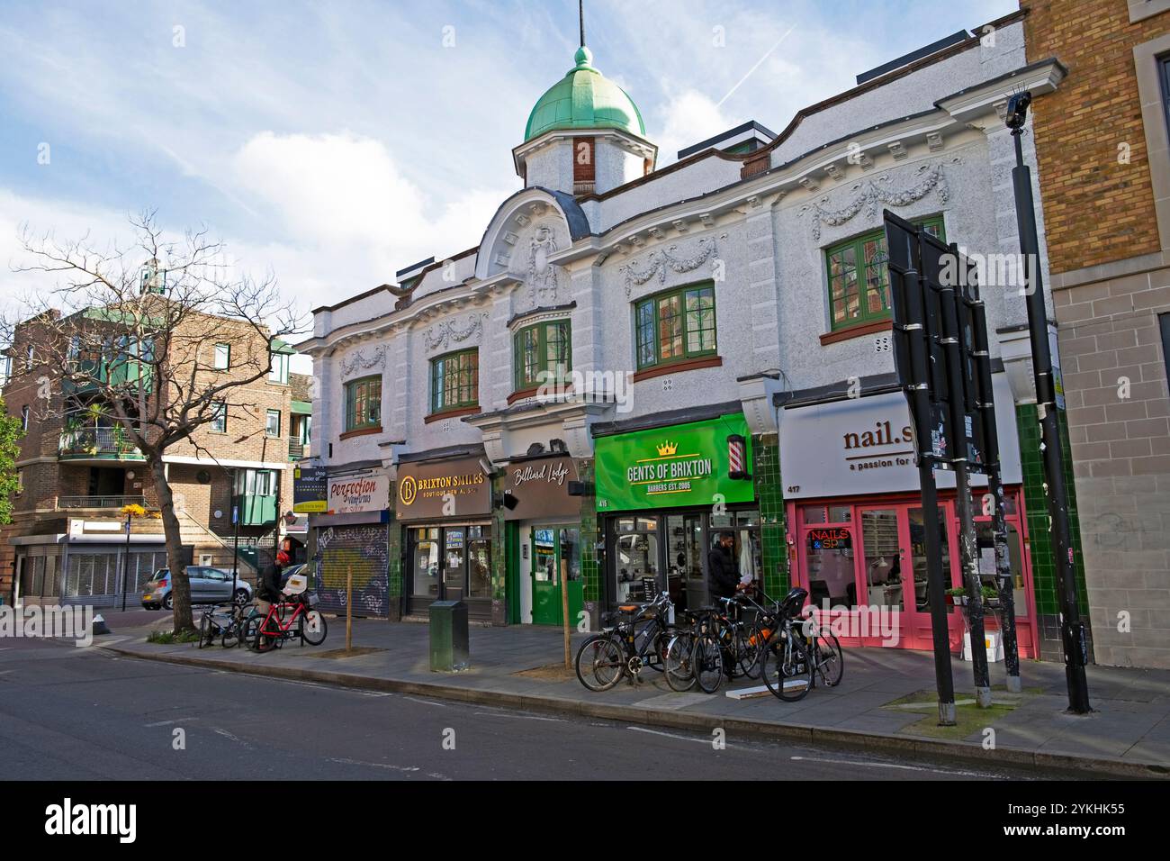 Exterior view of 400 Coldharbour Lane historic building and shops on a ...