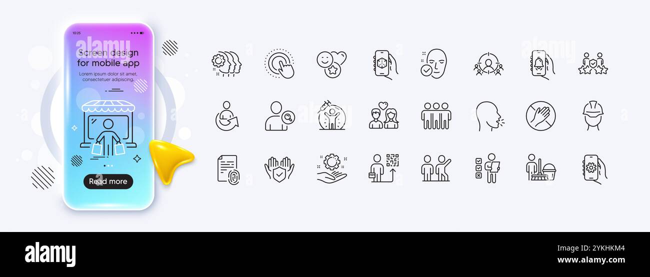 Voting ballot, Click hand and Security agency line icons for web app. Pictogram icon Vector ...