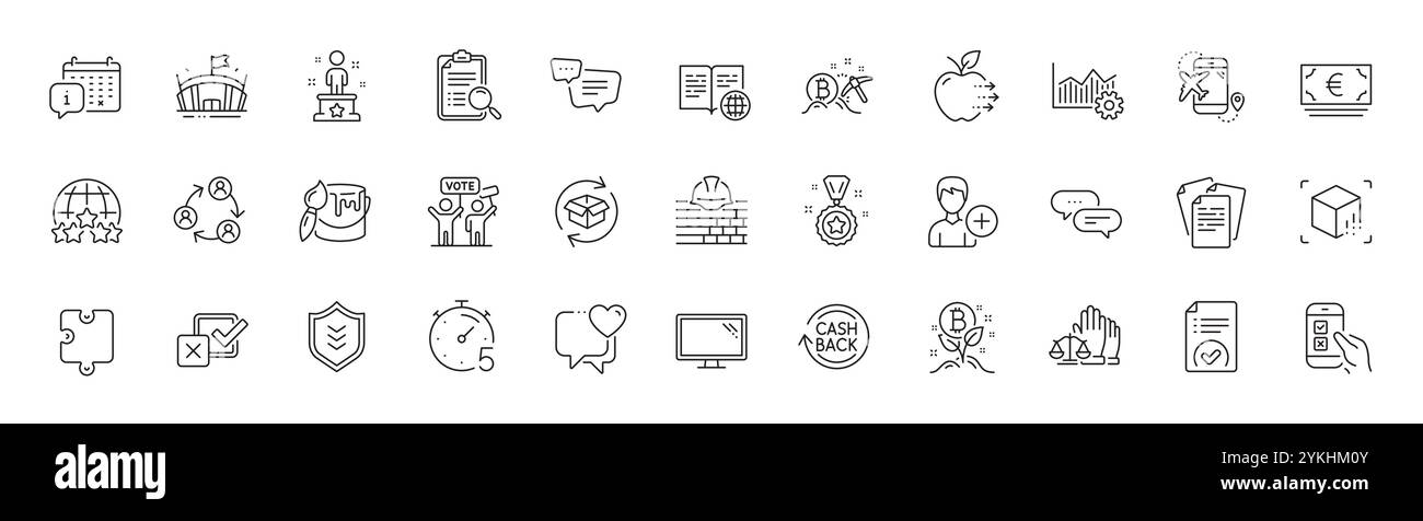 Teamwork, Approved document and Food delivery line icons. Pack of ...