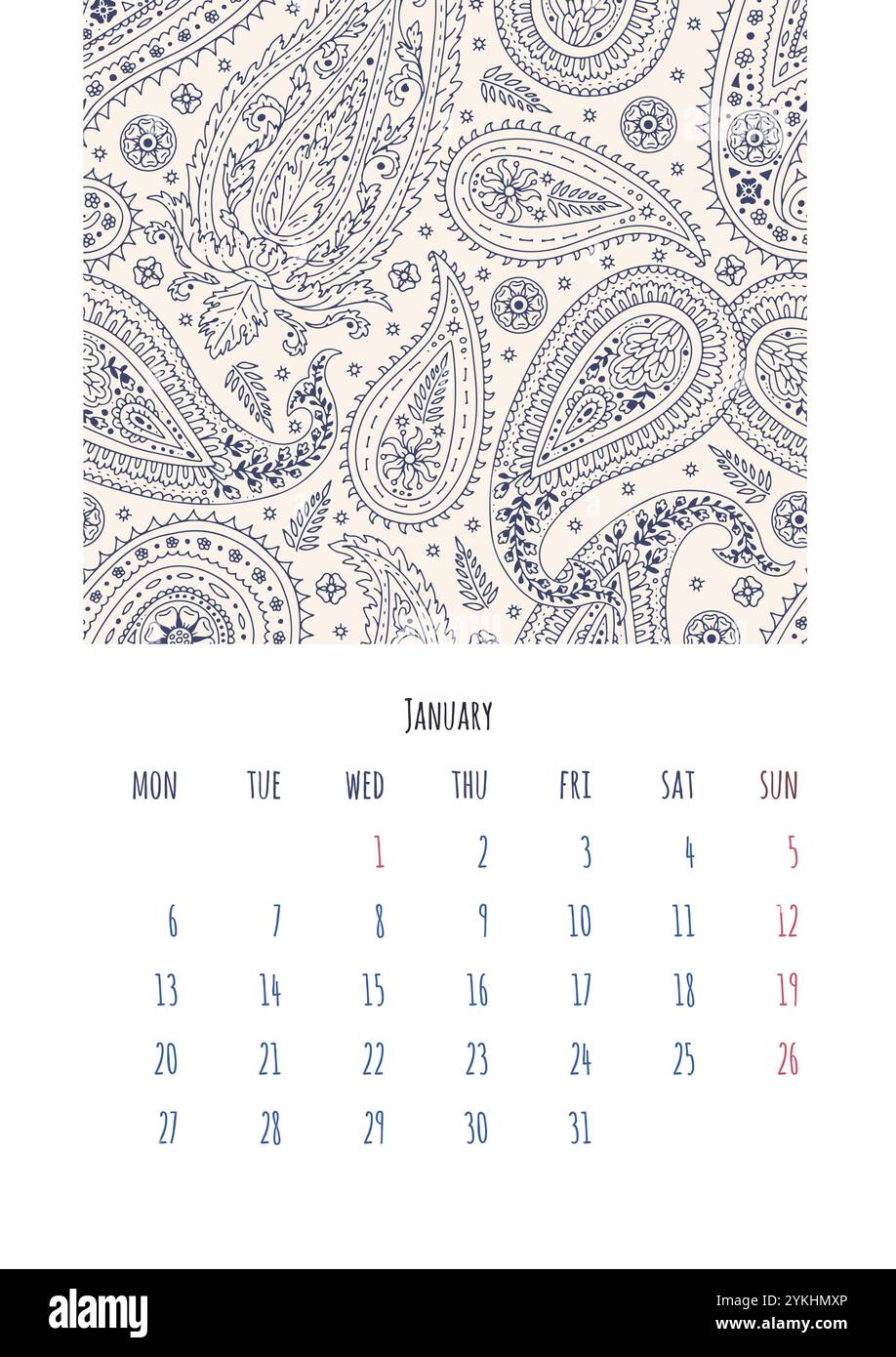 Calendar 2025 January page template with monochrome black and white ...