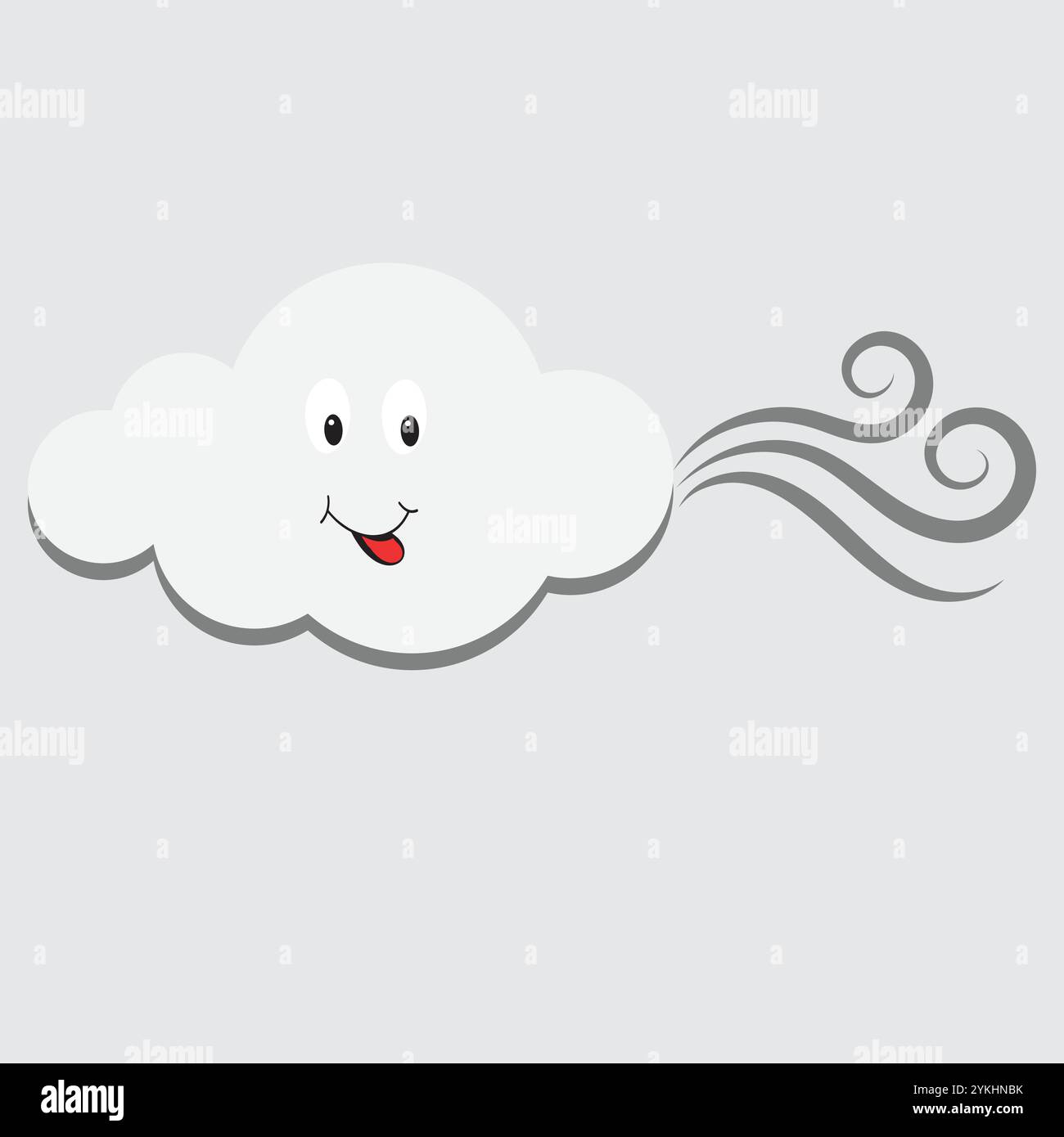 Cute and funny cloud with eyes and mouth and wind symbol Stock Vector ...