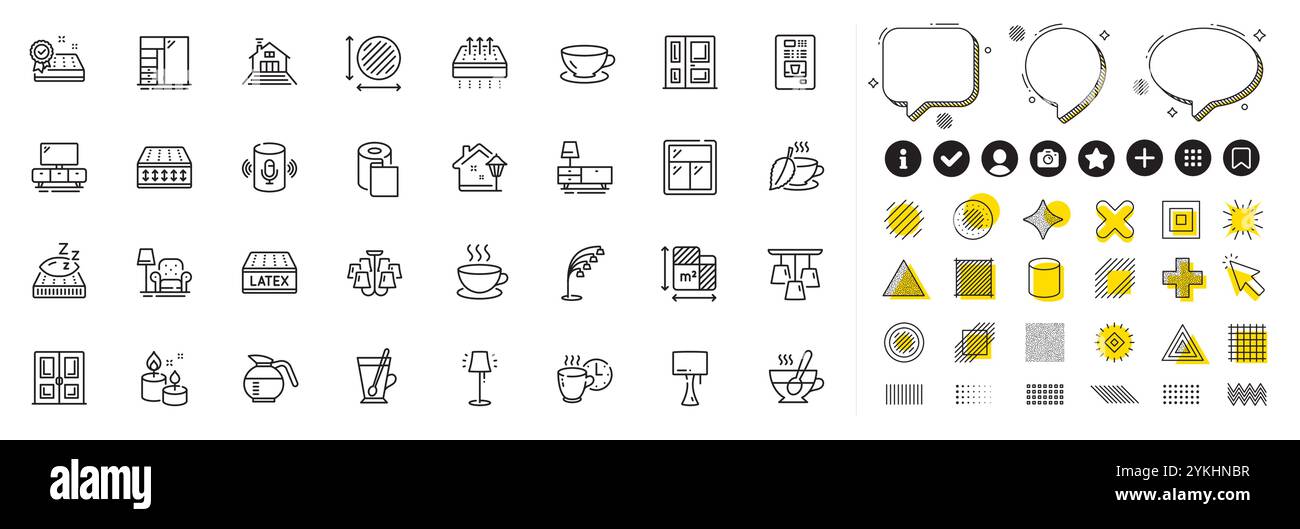 Set of Door, Dresser and Mattress line icons for web app. Design ...