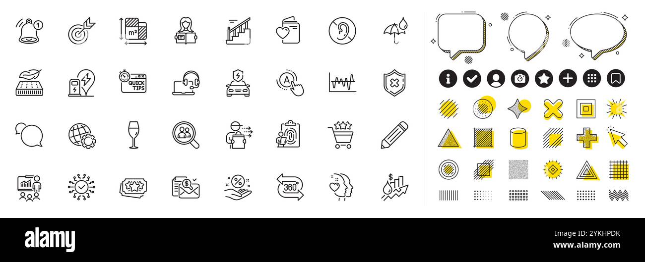 Set of Reject protection, Charging station and Fingerprint line icons ...
