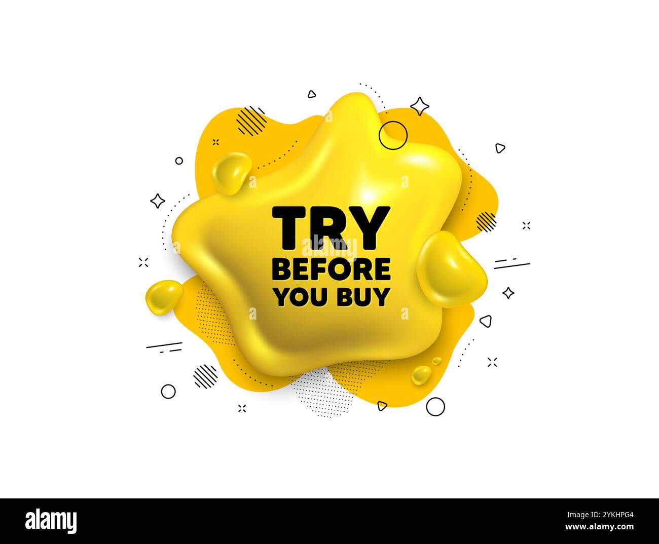 Try before you buy tag. Special offer price sign. Abstract liquid 3d ...
