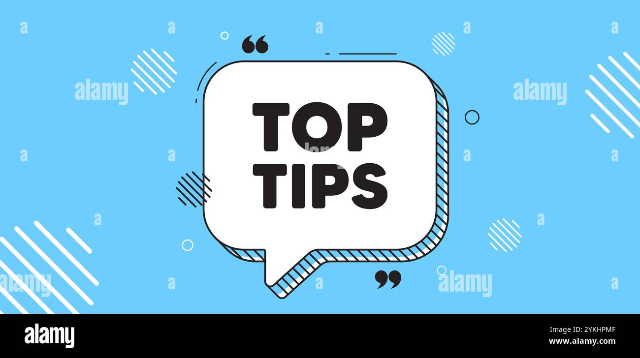Top tips symbol. Education faq sign. Chat speech bubble banner. Vector ...