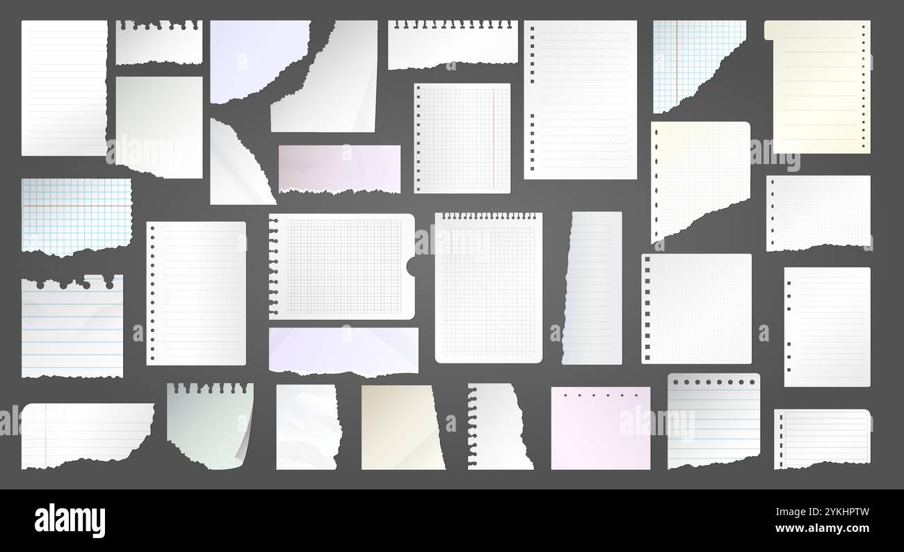 Diary papers. Stripped notes template with different textures recent ...
