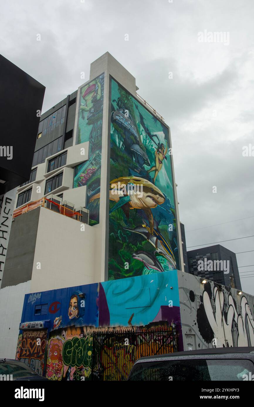 Street graffiti art on the street walls of Wynwood neighborhood in ...