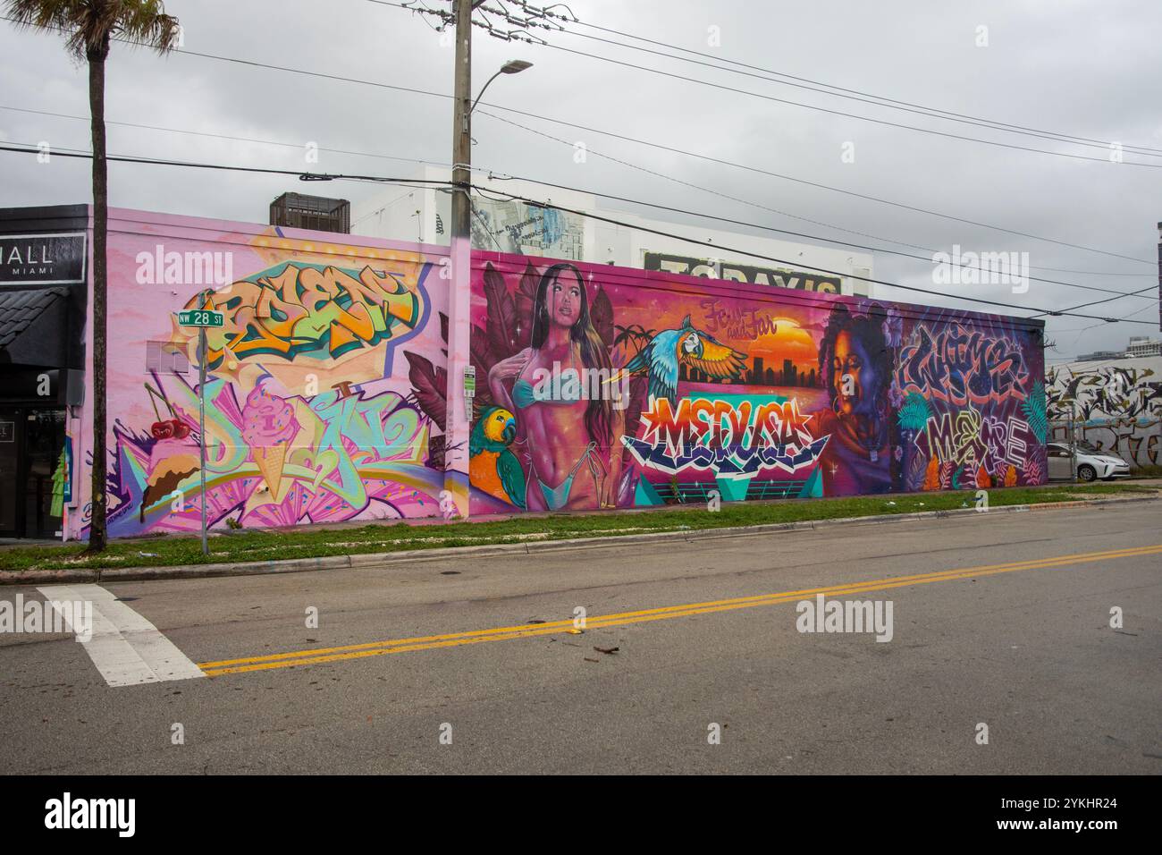 Street graffiti art on the street walls of Wynwood neighborhood in ...
