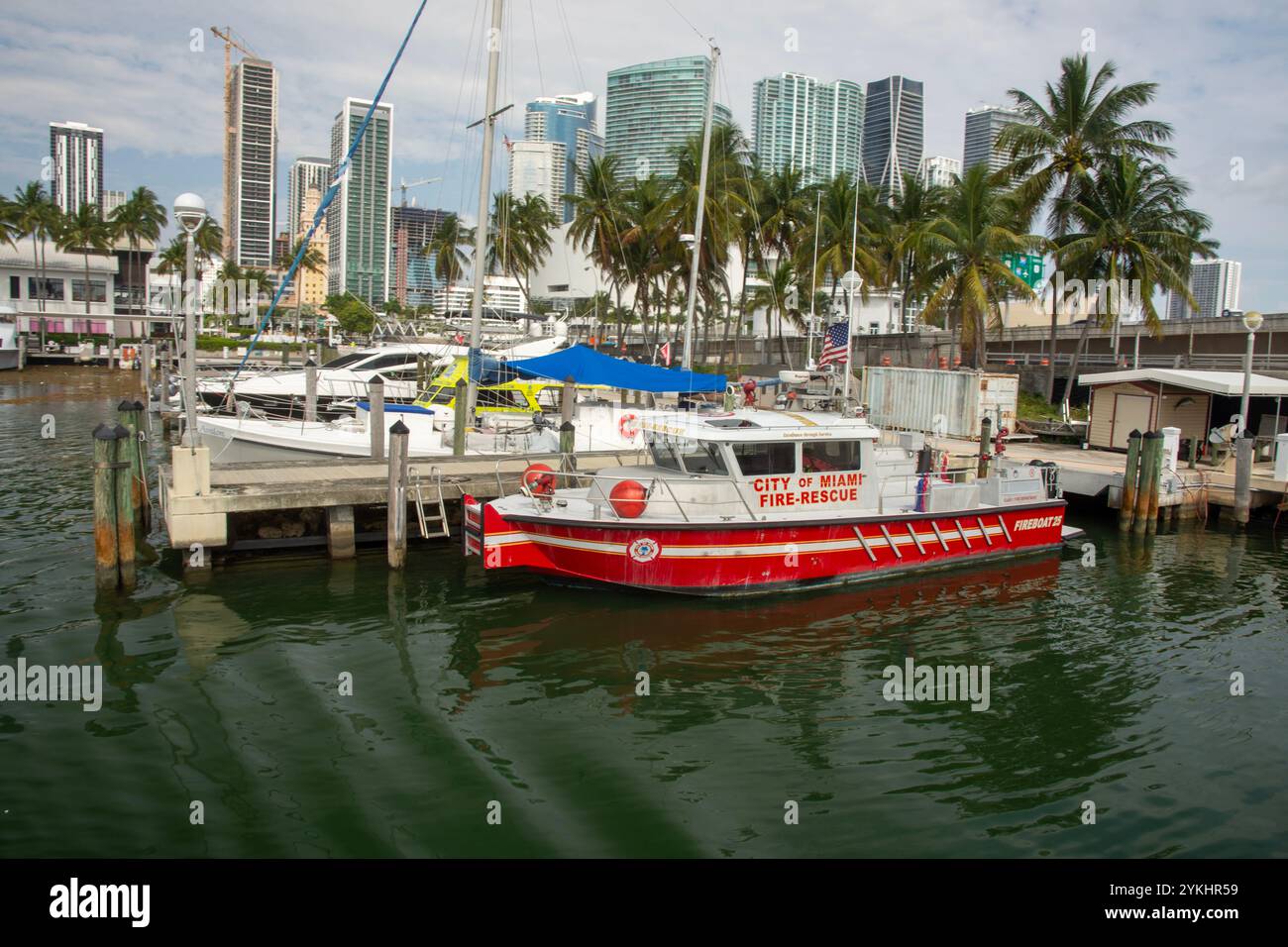 Fire-Rescue Boat at Miami Beach Marina Stock Photo - Alamy