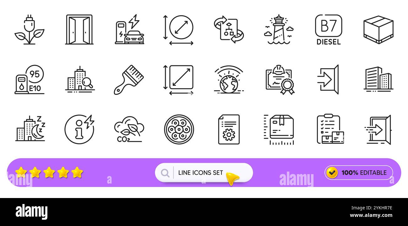 Co2 gas, Entrance and Circle area line icons for web app. Pictogram icon. Line icons. Vector ...