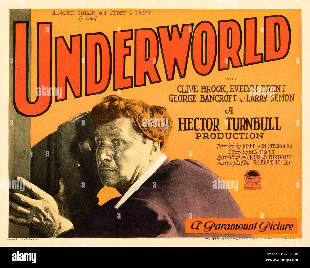 Underworld (Paramount, 1927) Title Lobby Card - Clive Brook, Evelyn ...