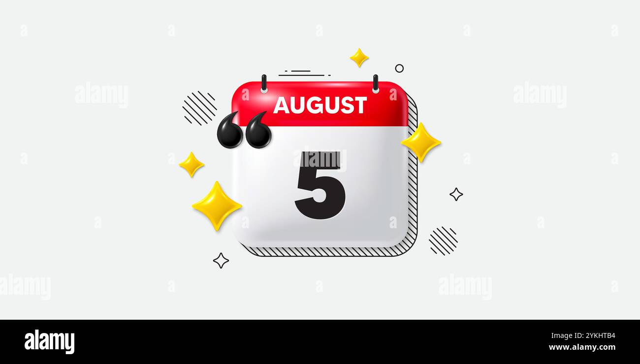5th day of the month icon. Event schedule date. Calendar date of August ...