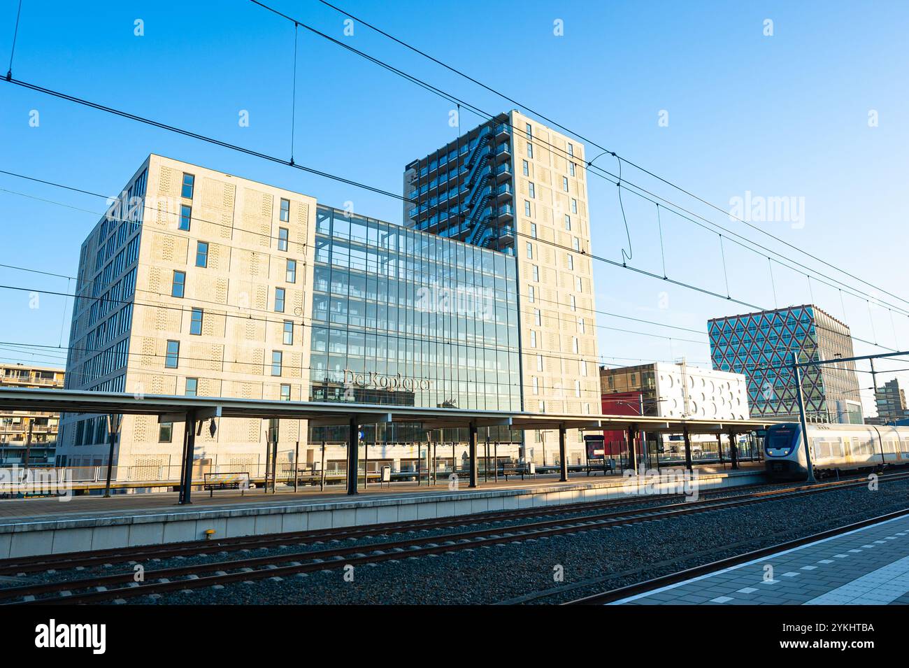 Modern buildings near Gouda central train station, The Netherlands ...