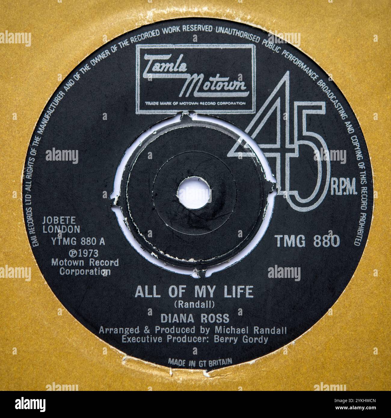 Centre label of the seven inch single version of All of My Life by ...